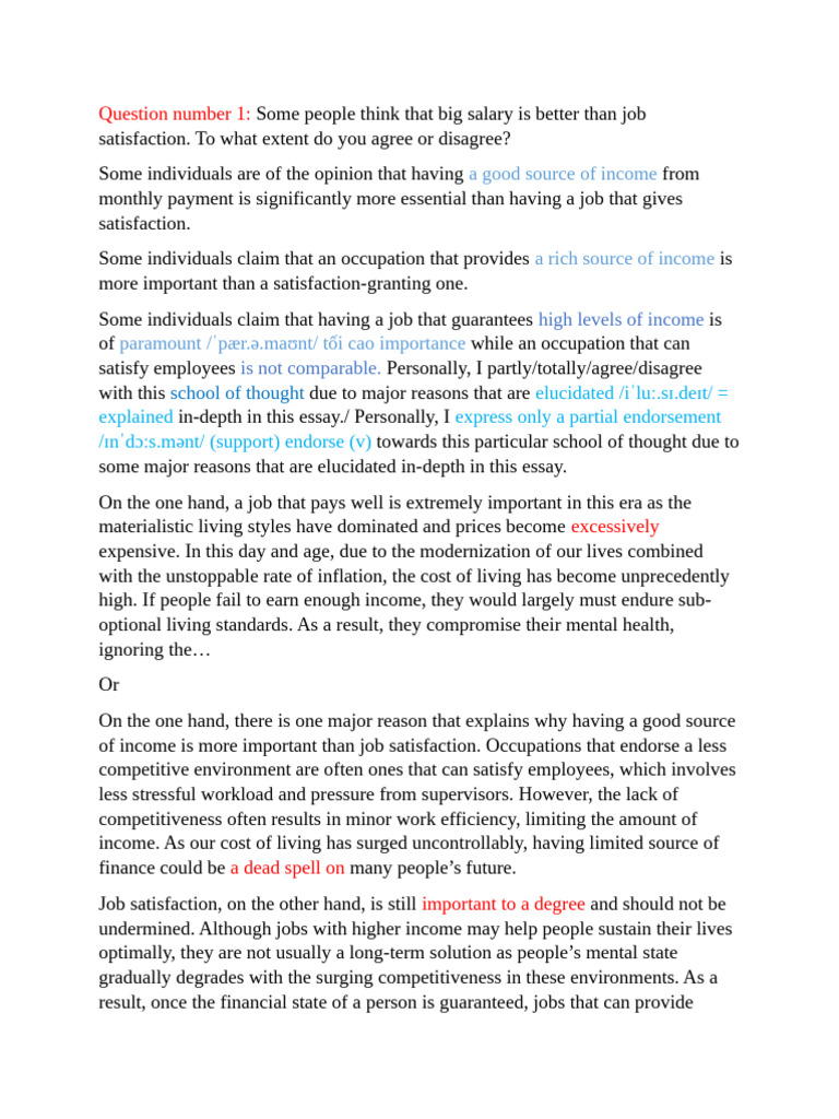 Writing Task 2 Sample and Vocabularies | PDF | Cost Of Living | Mobile ...