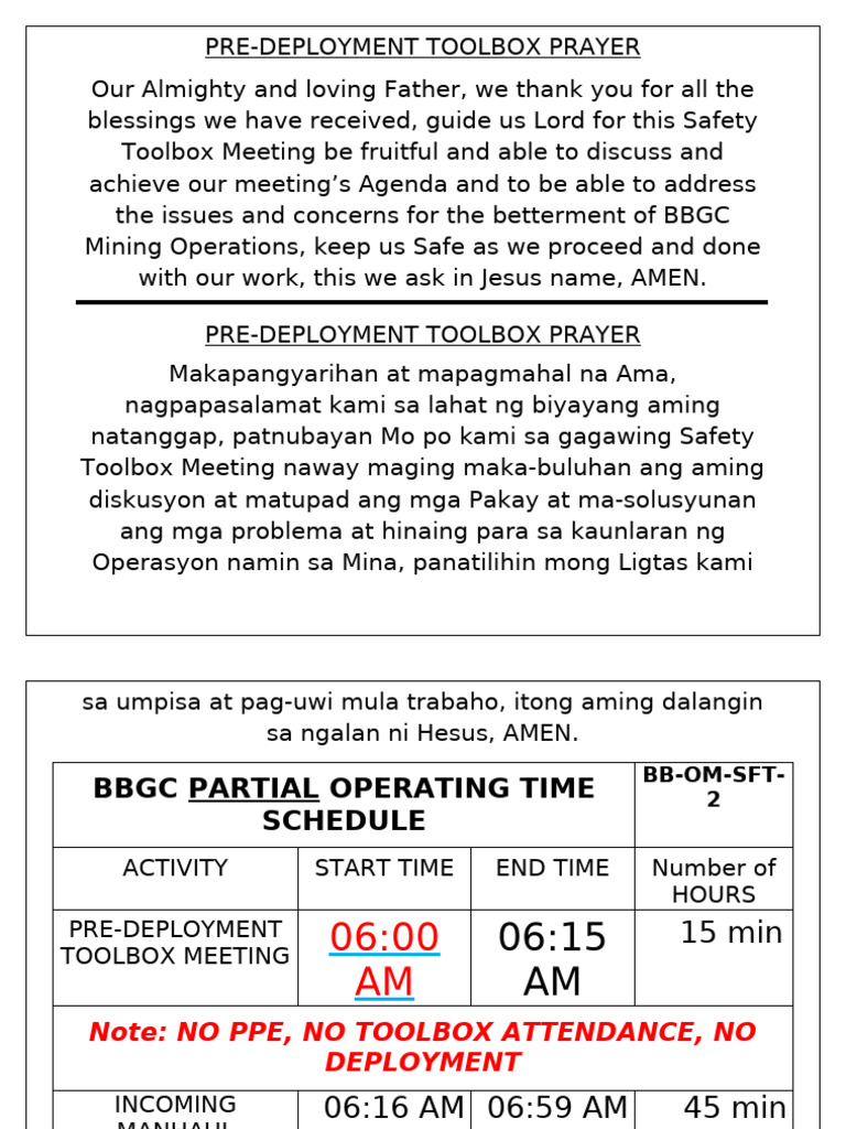 Bb-Om-Sft-2-Time Schedule & Prayer | PDF