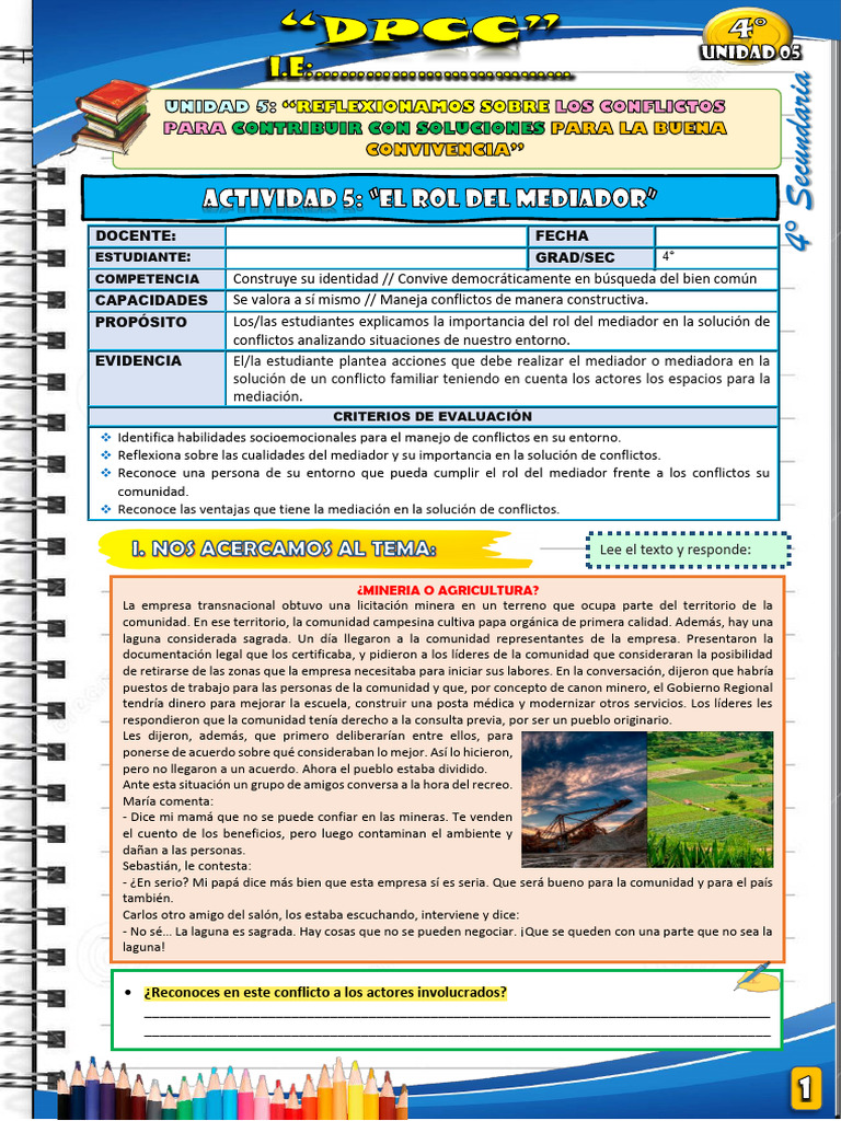 4° DPCC - Actv.05-Unid.5 2023 | PDF | Mediación | Arbitraje