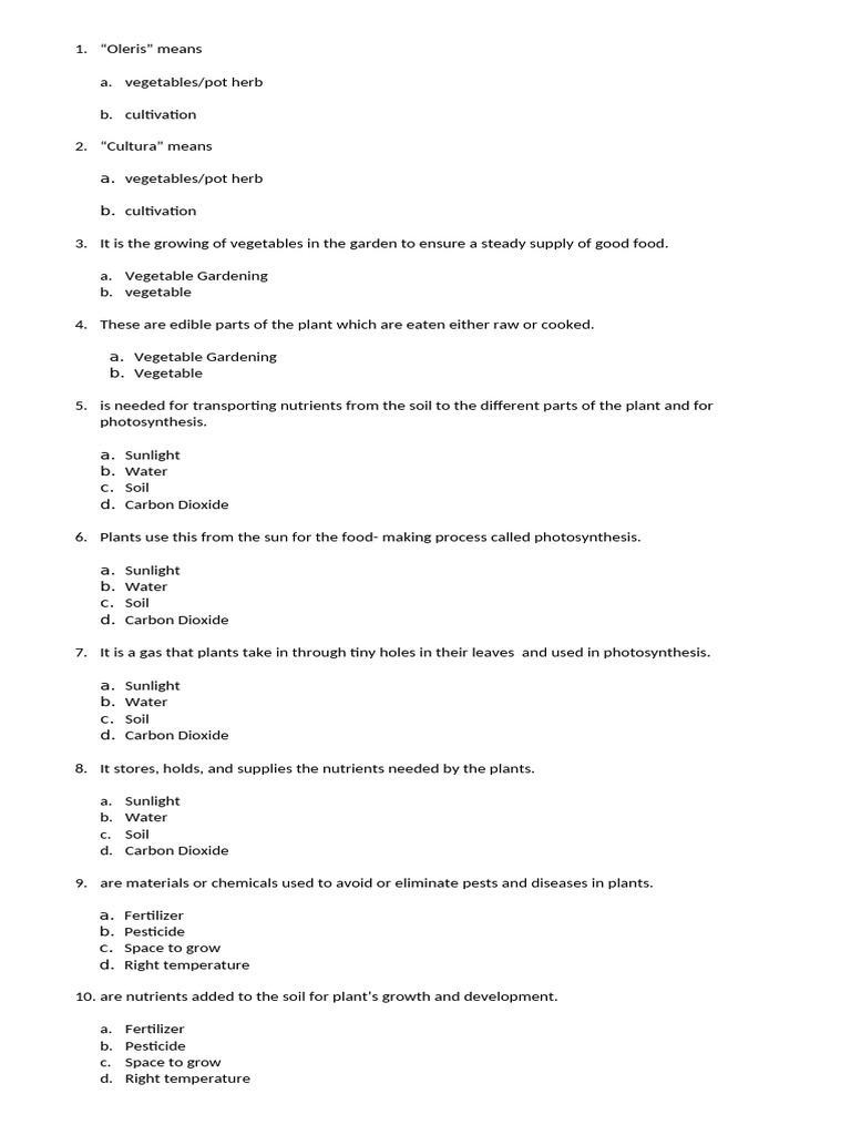 Olericulture and Ways of Planting | PDF | Plants | Vegetables