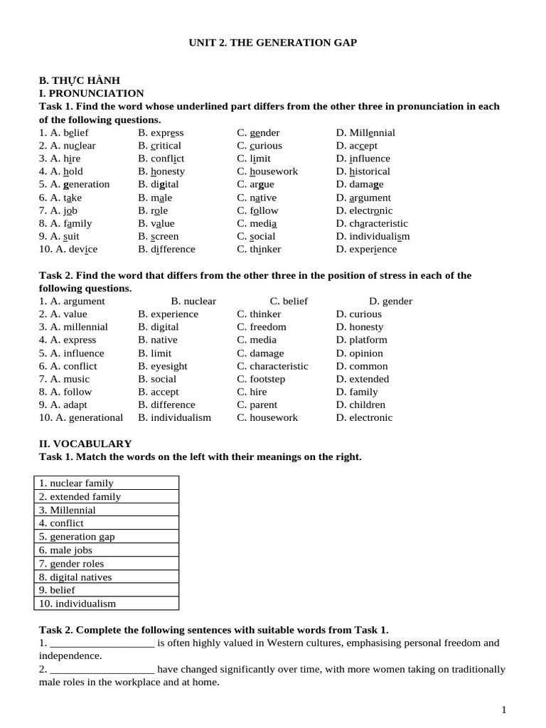 Unit 2. The Generation Gap | PDF | Adolescence | Family