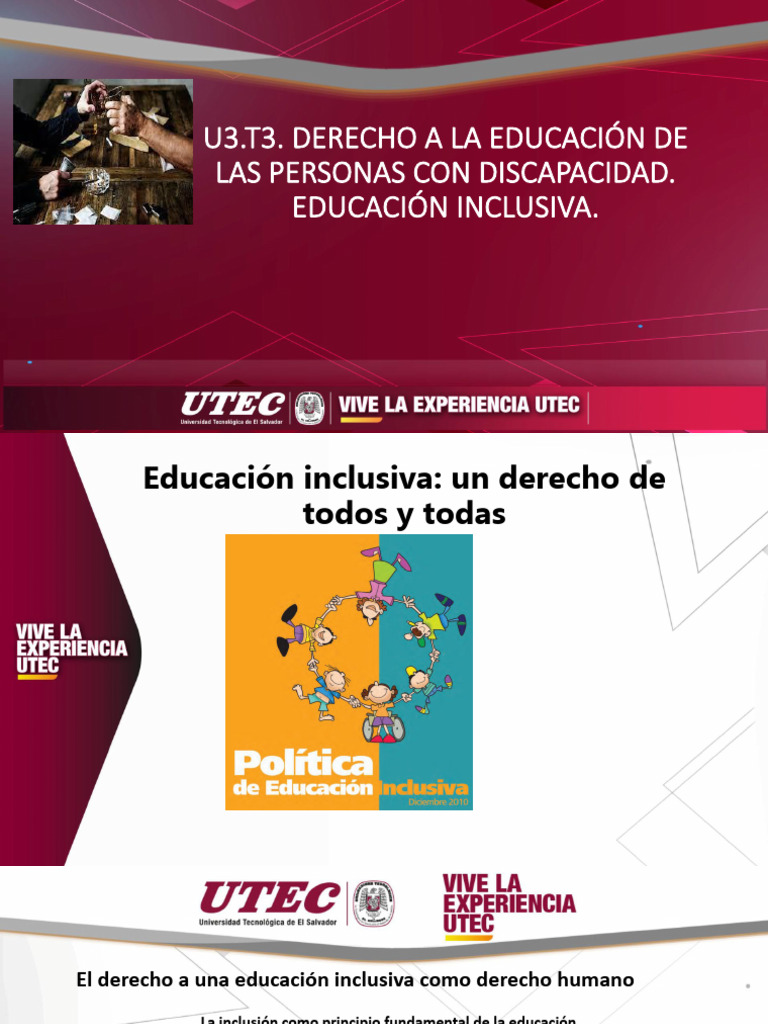 U3.t3. Derecho A La Educación Inclusiva | PDF | Invalidez | Inclusión (Educación)