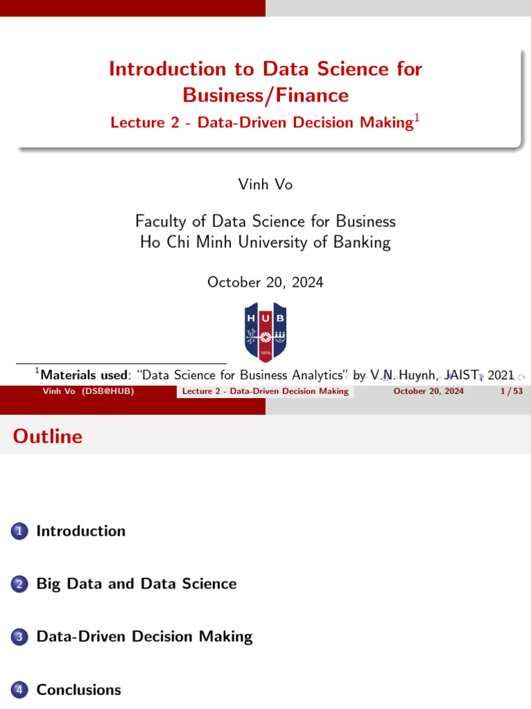 Lecture 2 Data Driven Decision Making | PDF | Big Data | Data Science