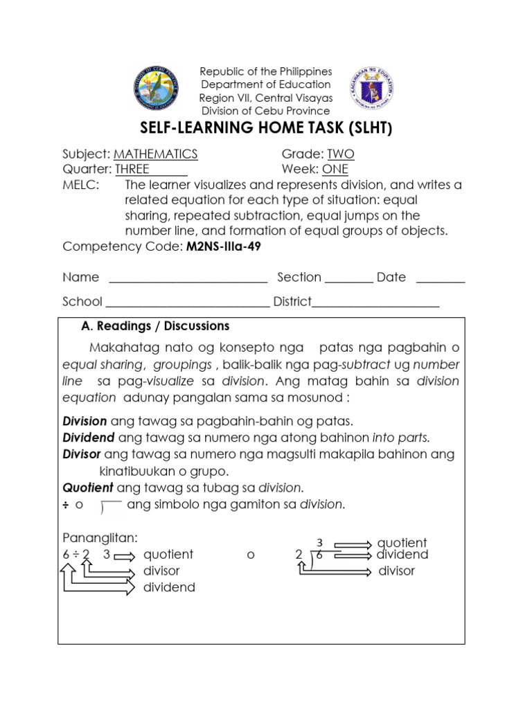 SLHT Math2 Q3 Week1 | PDF