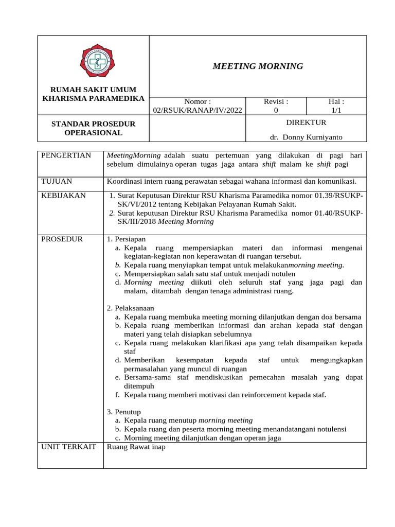 Sop Meeting Morning New | PDF