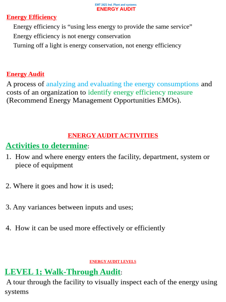 Energy Audit Process and Efficiency Guide | PDF | Audit | Energy ...