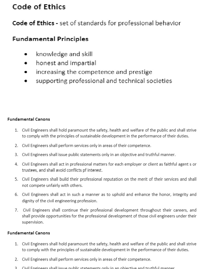 Code of Ethics of Civil Engineers | PDF