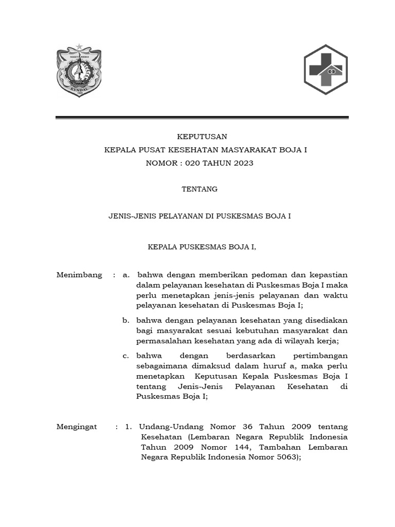 SK Jenis-Jenis Pelayanan | PDF