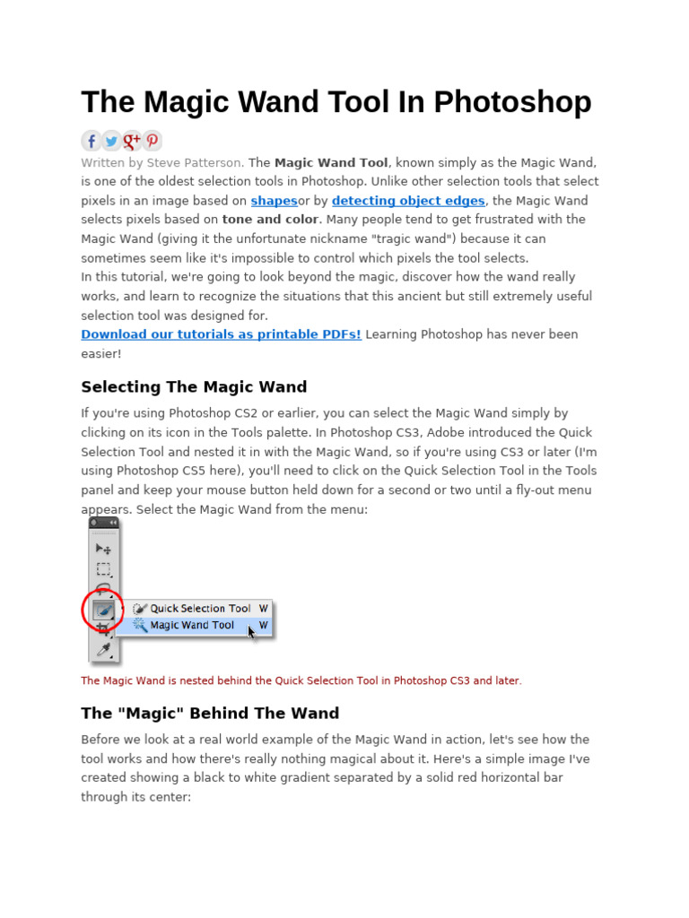 The Magic Wand Tool in Photoshop | PDF | Adobe Photoshop | Image Editing
