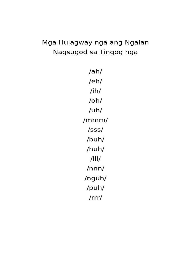 Mga Hulagway Nga Ang Ngalan | PDF