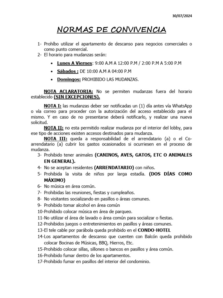 Normas de Convivencia - Condominio | PDF | Condominio | Estacionamiento