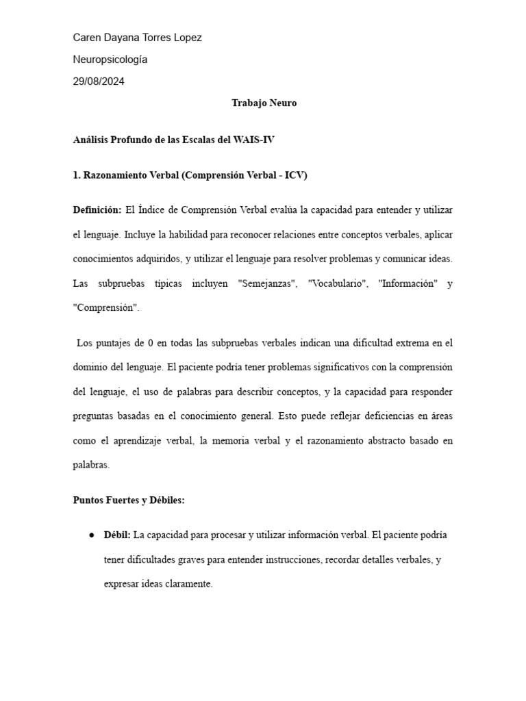 Trabajo Neuro Caren | PDF | Memoria de trabajo | Memoria