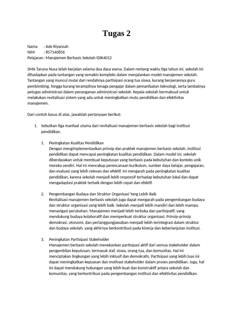 Tugas 2 MBS | PDF | Bisnis