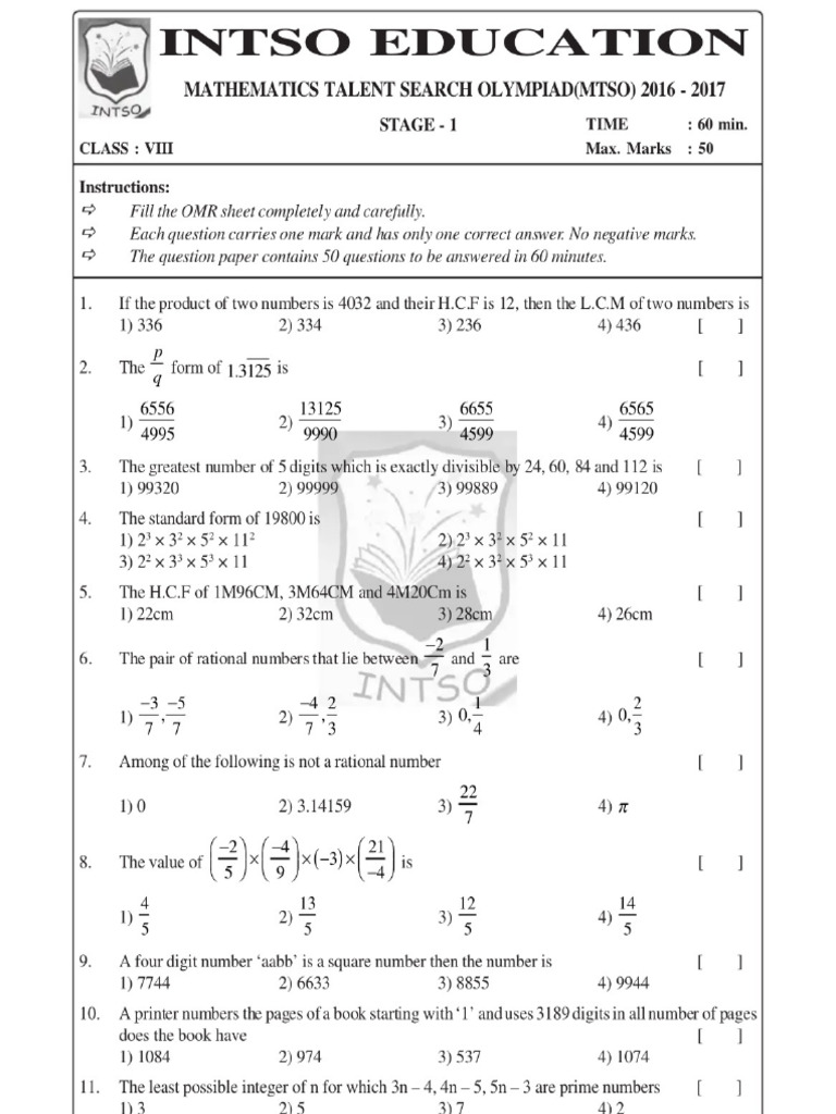 Mtso Class 8 2016 - 2017 | PDF