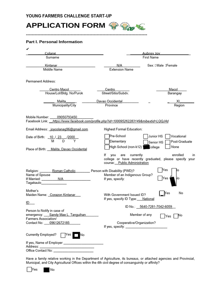 B. Application Form Start Up | PDF