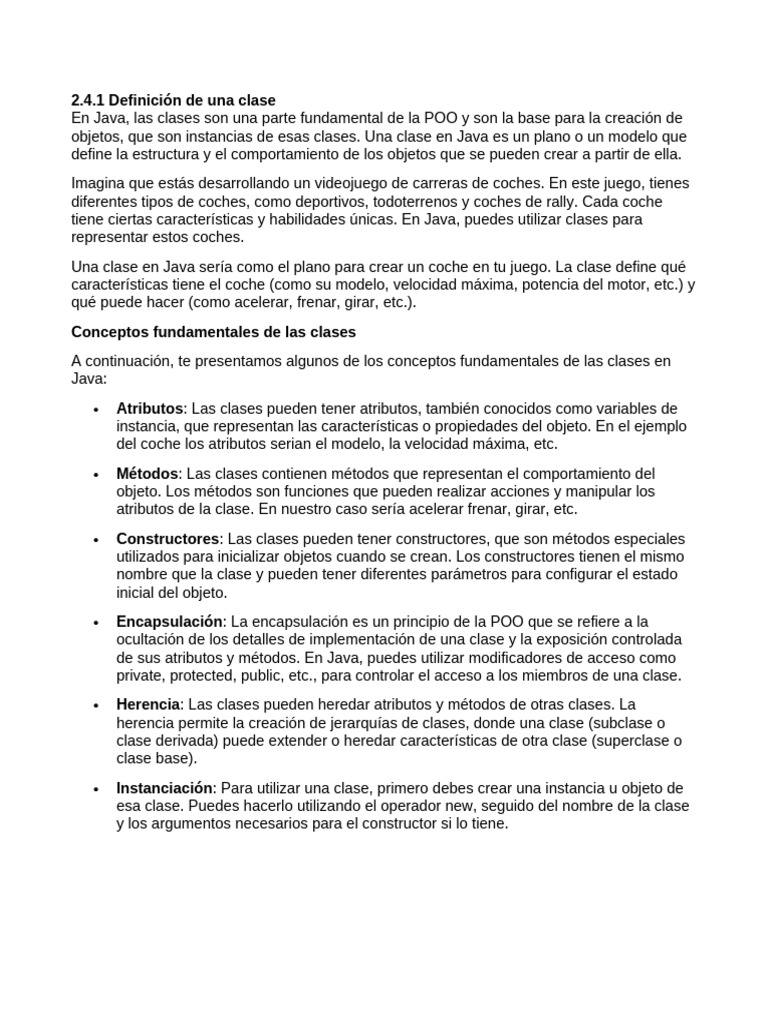 Definición de clase en programación Java | PDF | Herencia (Programación ...