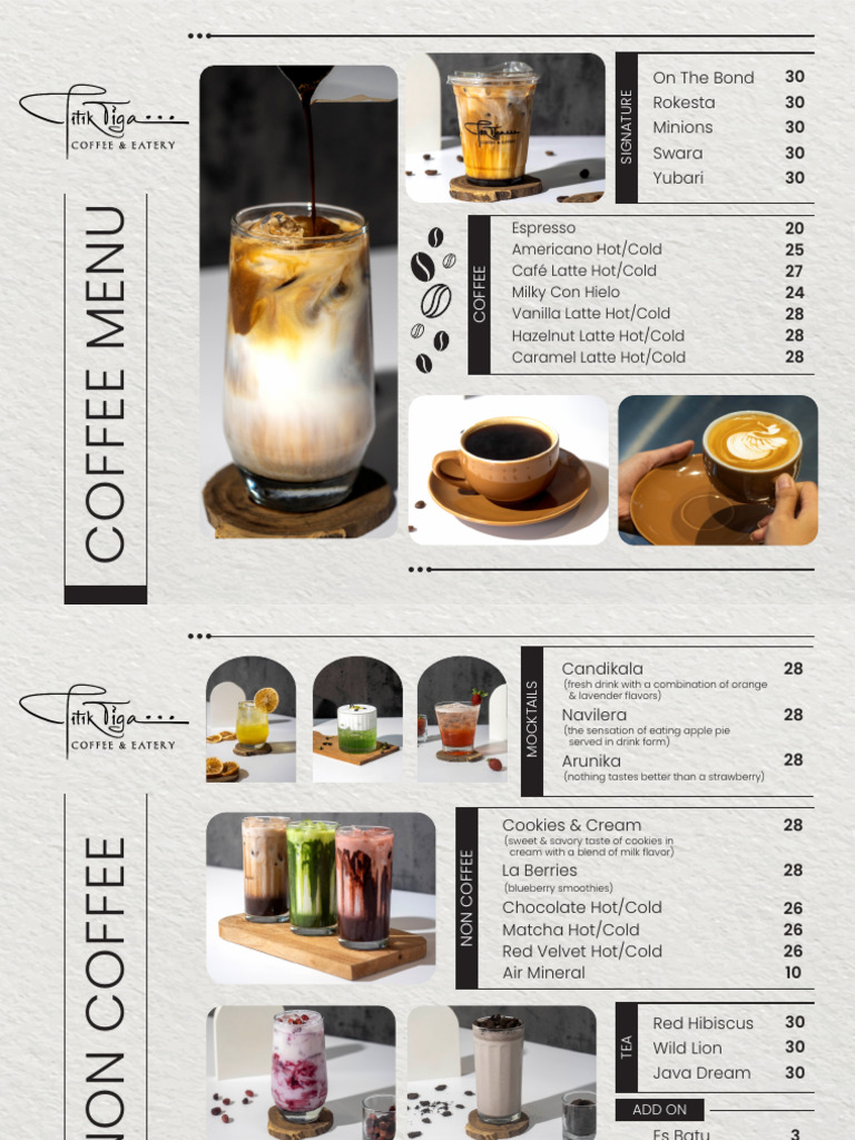 Coffee & Food Menu with Dimsum Options | PDF | Coffee | Foods