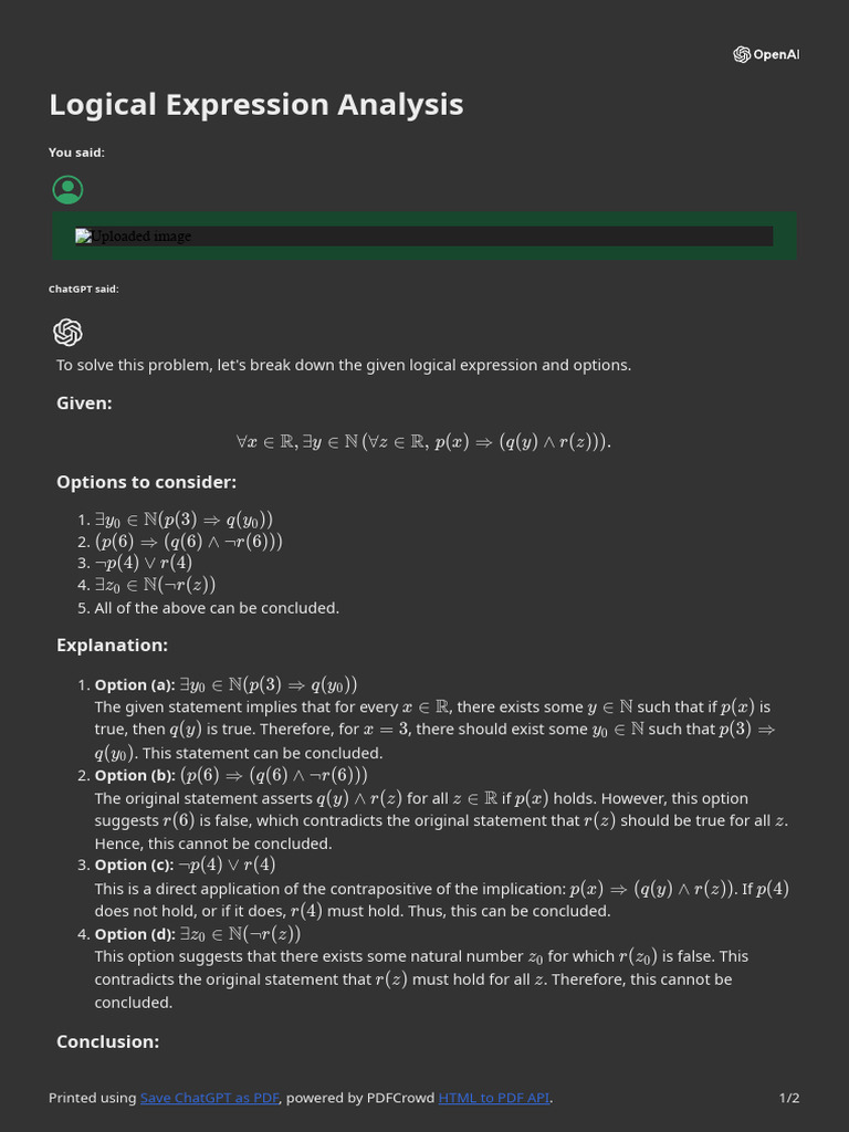 Logical Expression Conclusion Analysis | PDF | Teaching Methods ...