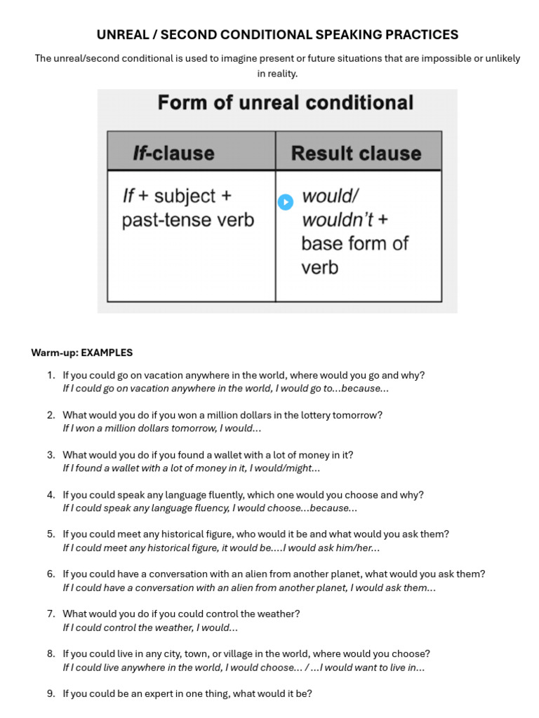 The Unreal Second Conditional | PDF