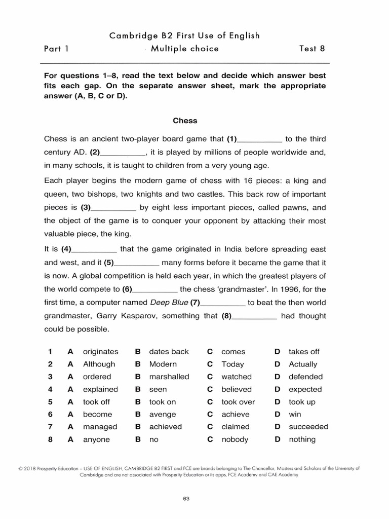 FCE Paper 1 Reading and Use of English | PDF