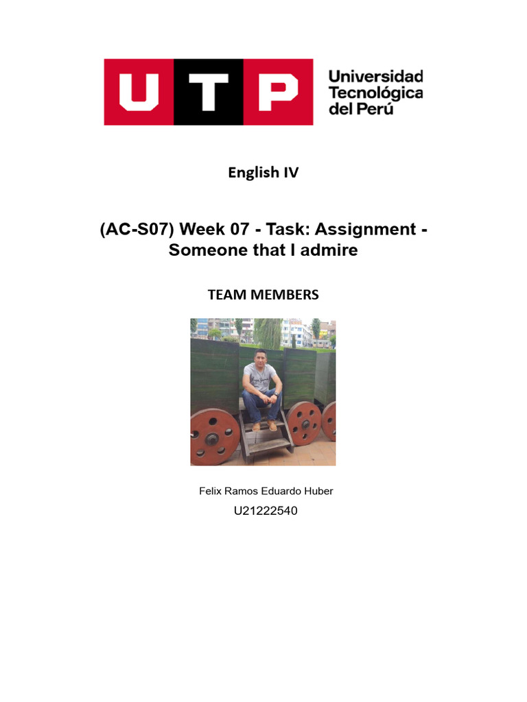 Week 07 Task Assignment - Someone That I Admire | PDF