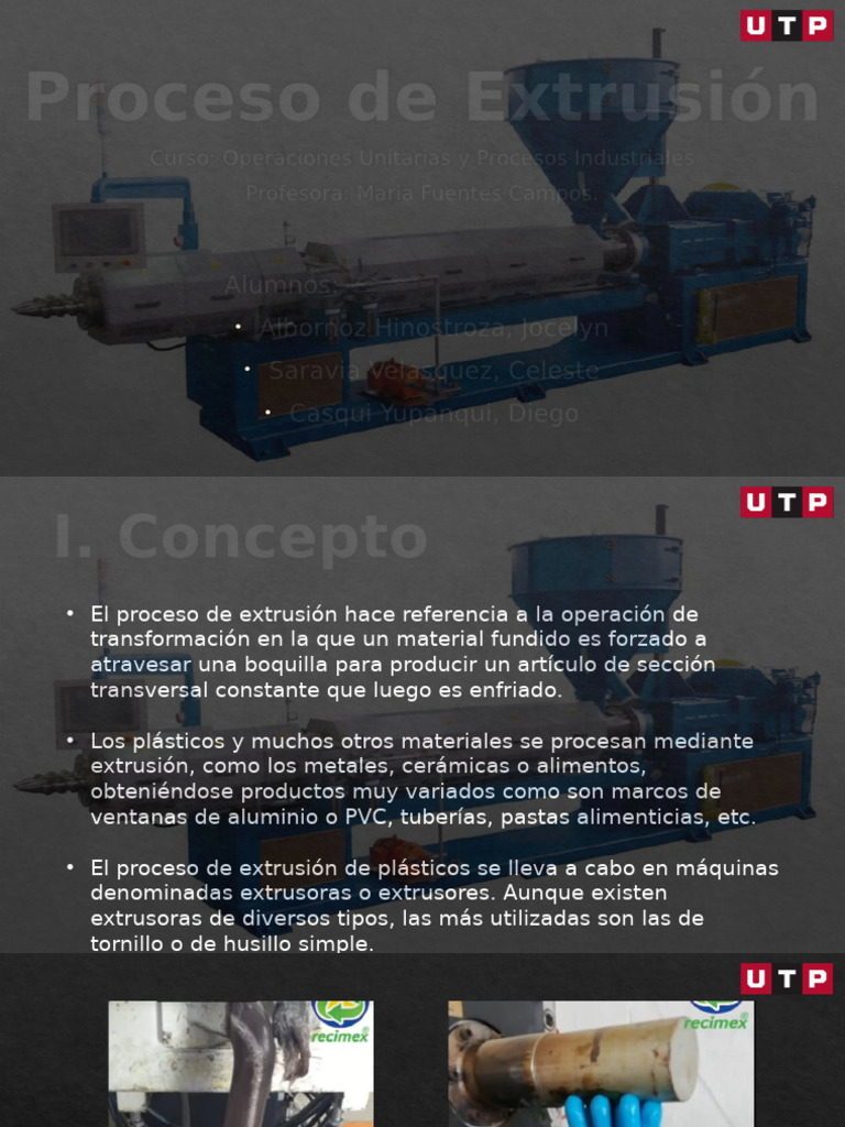 Proceso de Extrucción - Operaciones Unitarias | PDF | Extrusión ...