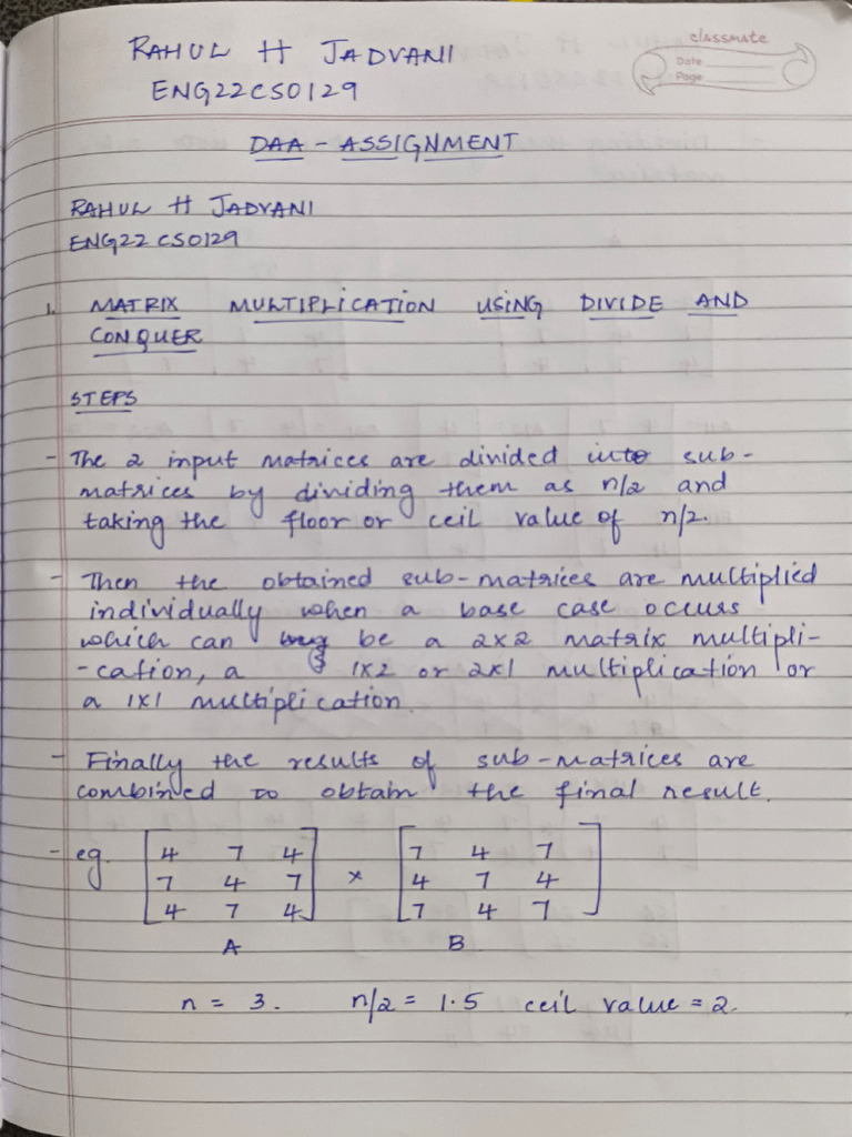 DAA Assignment (ENG22CS0129) | PDF