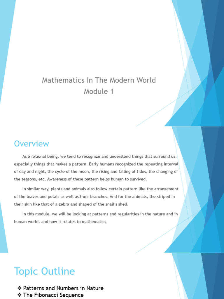 Module 1-The Nature of Mathematics | PDF | Symmetry | Pattern