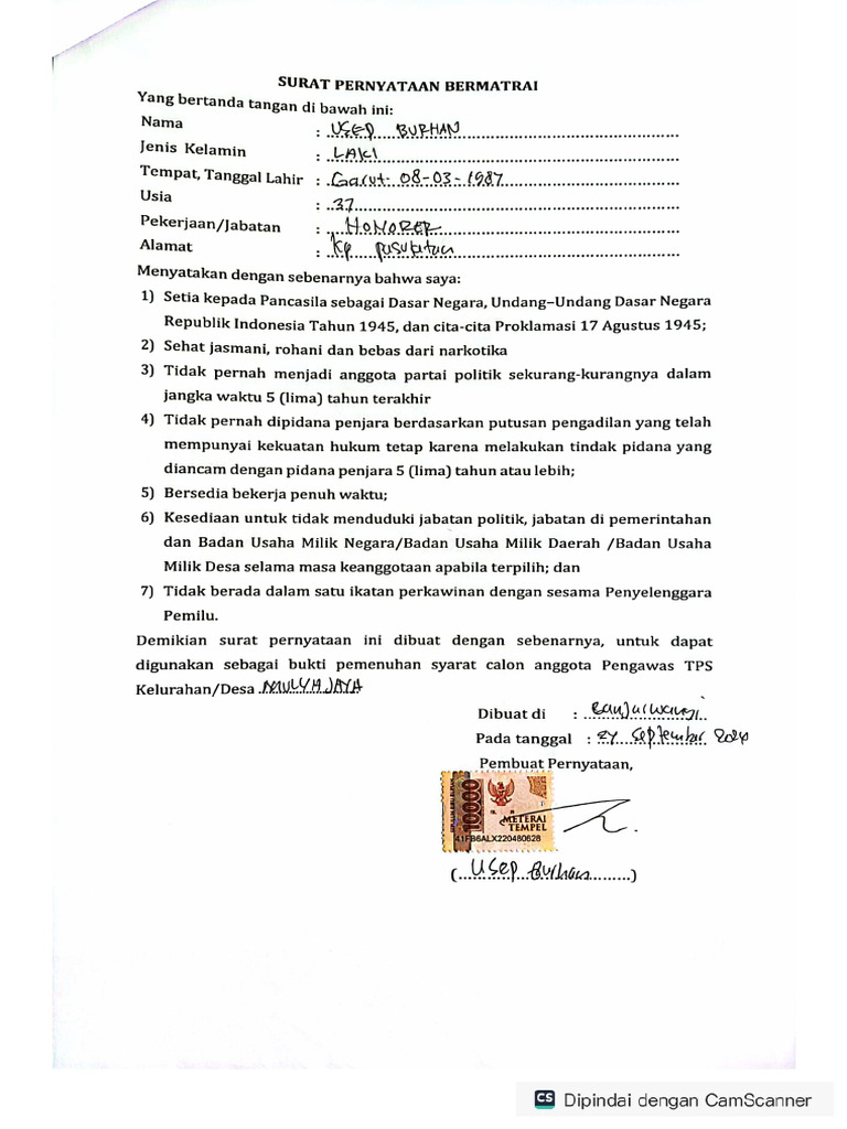 Surat Bermaterai | PDF