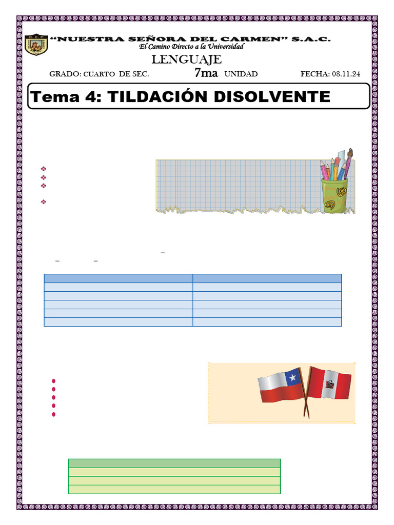 7ma UNIDAD Tildación Disolvente y Enfática 08.11.24 | PDF | Unidades Semánticas | Fonética
