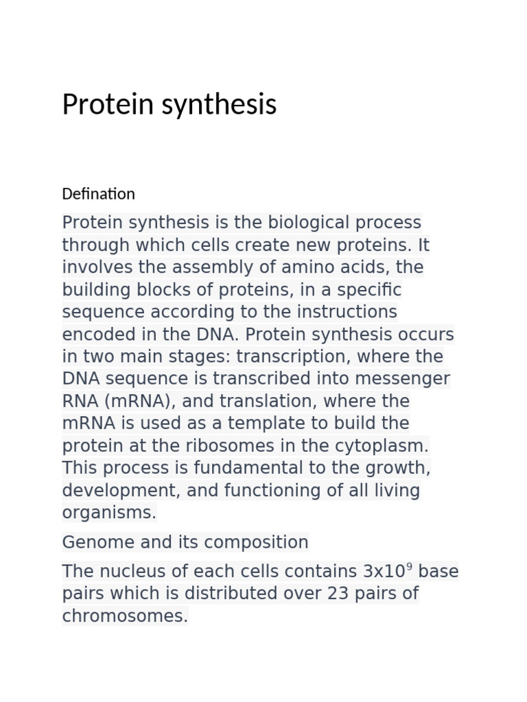 Protein synthesis | PDF | Rna | Translation (Biology)