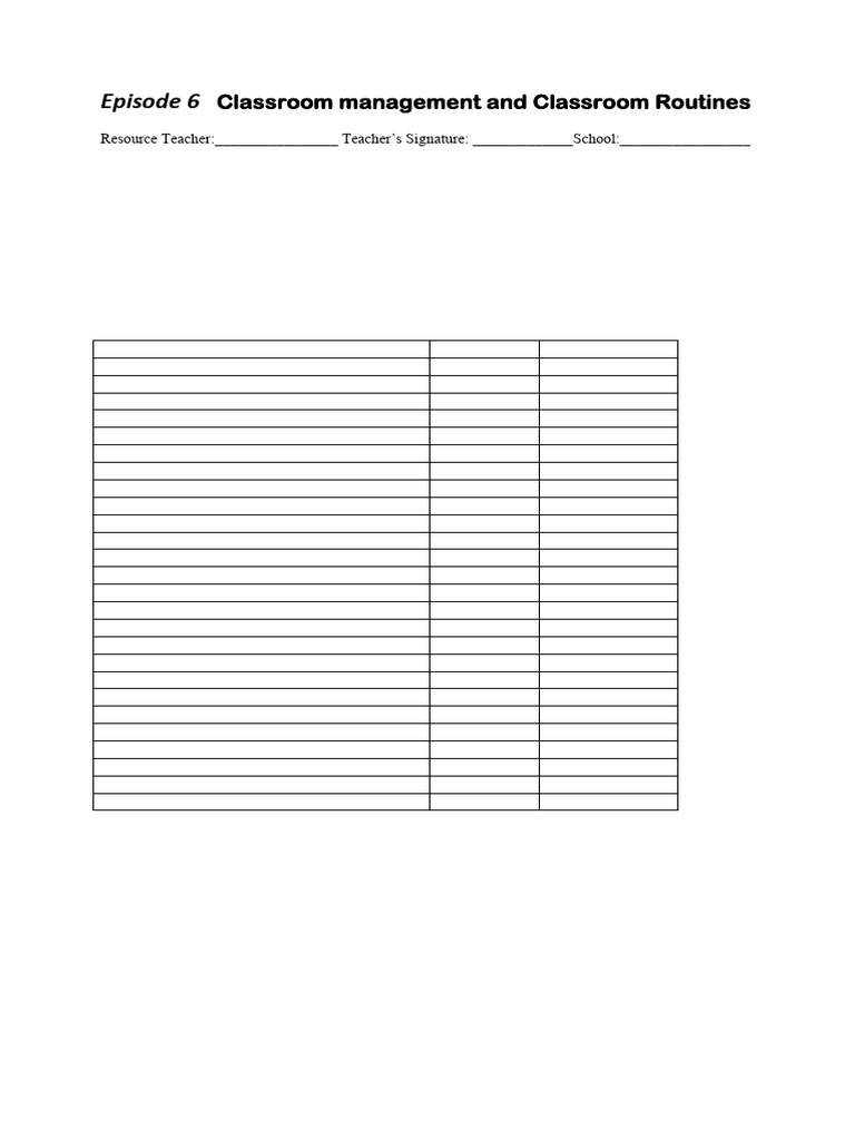 Episode 6 Classroom Management and Classroom Routines | PDF | Classroom ...