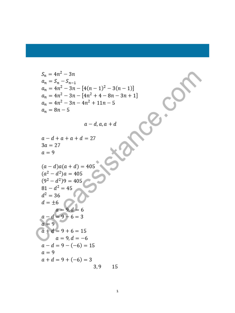 Arithmetic Progression Assignment No 5 Solutions | PDF | Mathematics | Arithmetic