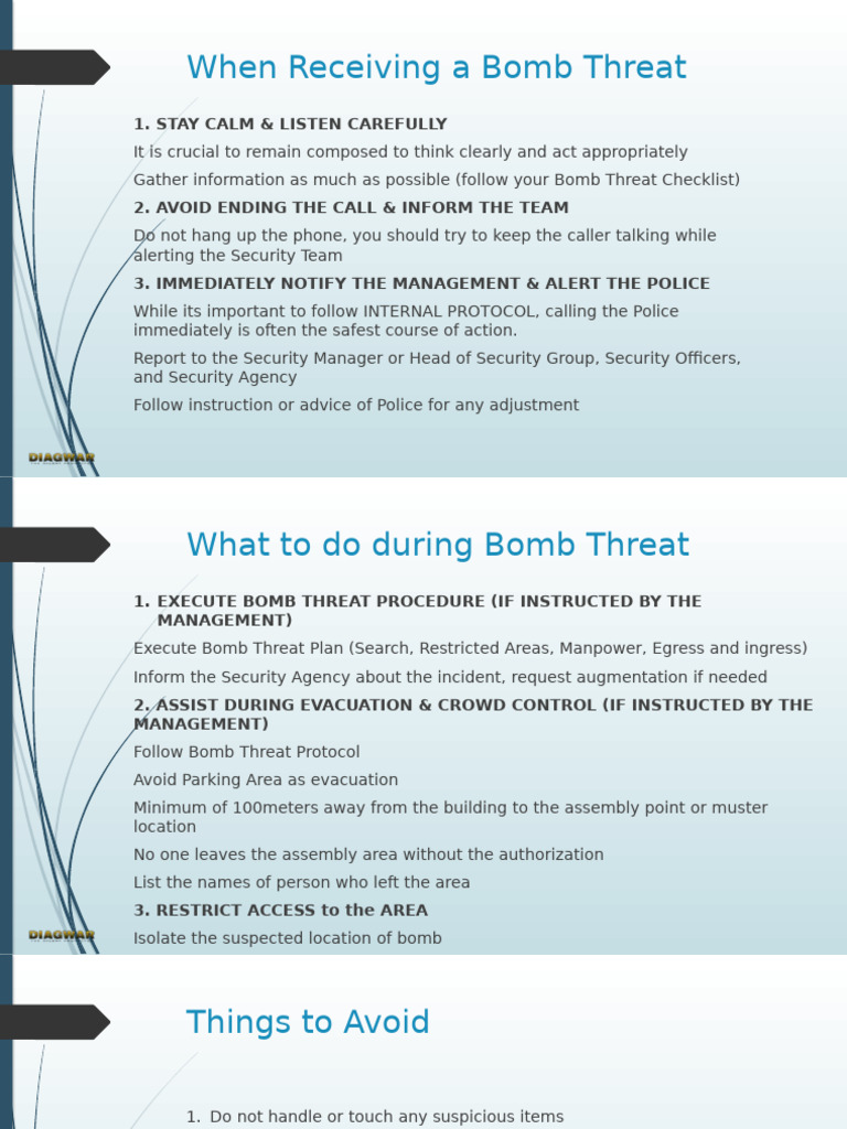Bomb Threat Response Guide | PDF | Social Science | Law