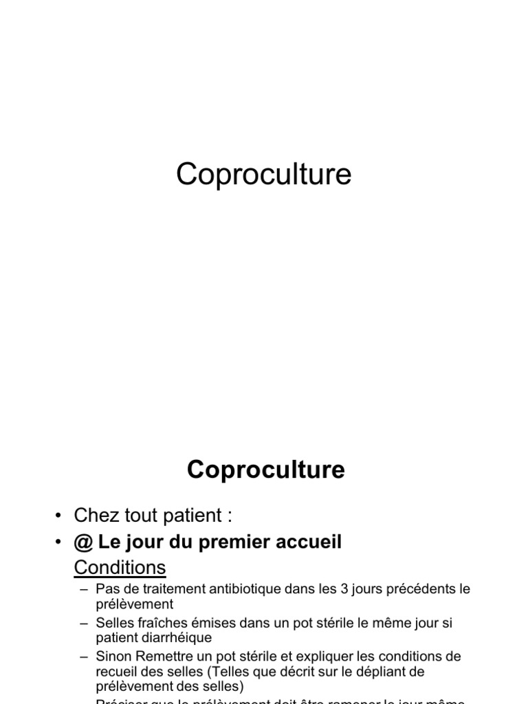 Analyse des selles par coproculture | PDF