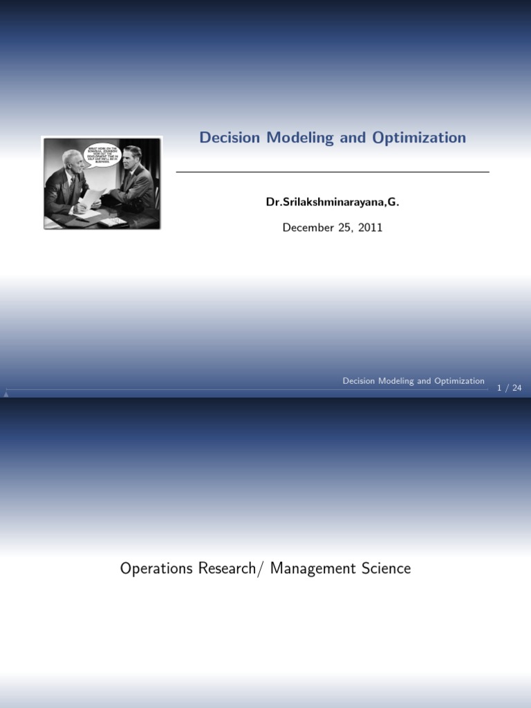 Decision Modeling and Optimization: DR - Srilakshminarayana, G ...
