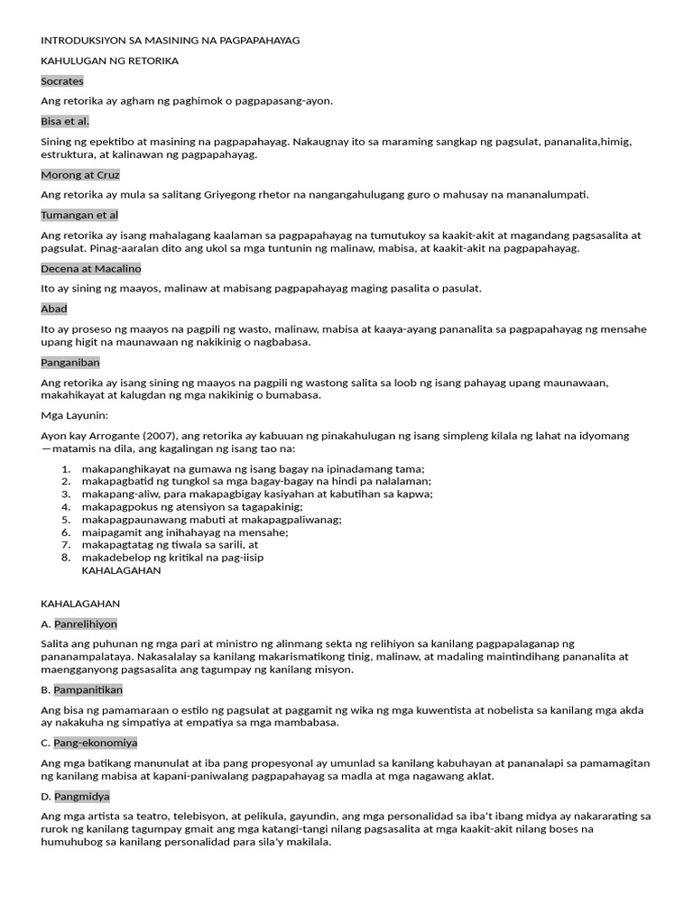 Filipino Midterm 1 | PDF