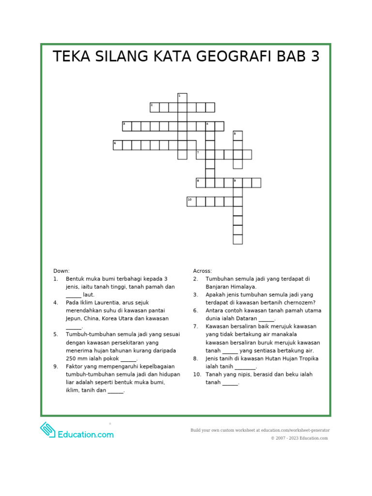 Teka Silang Kata Geografi Bab 3 | PDF