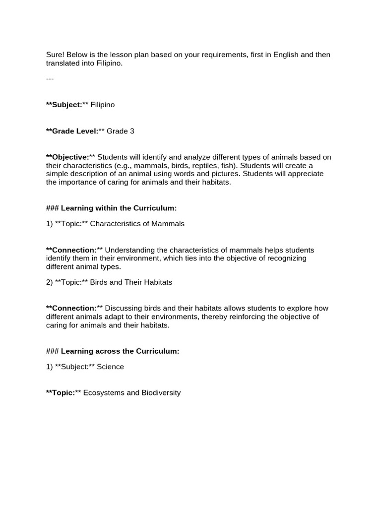 lesson_plan | PDF | Learning | Conservation Biology