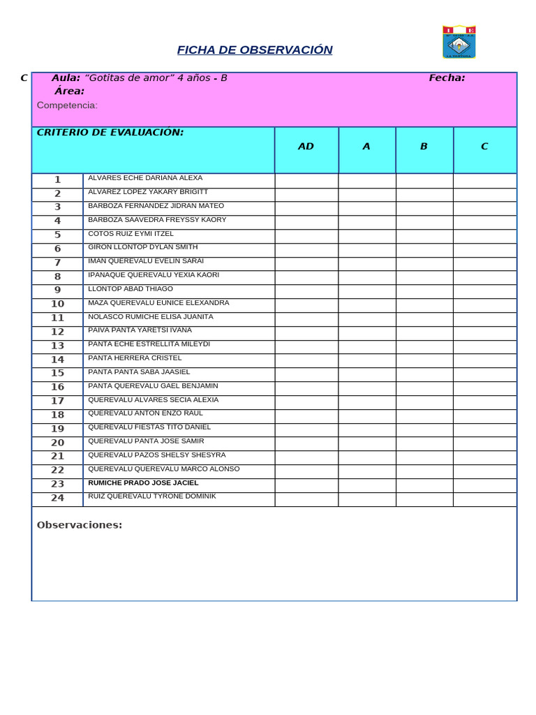 Ficha de Observacion Modificada | PDF
