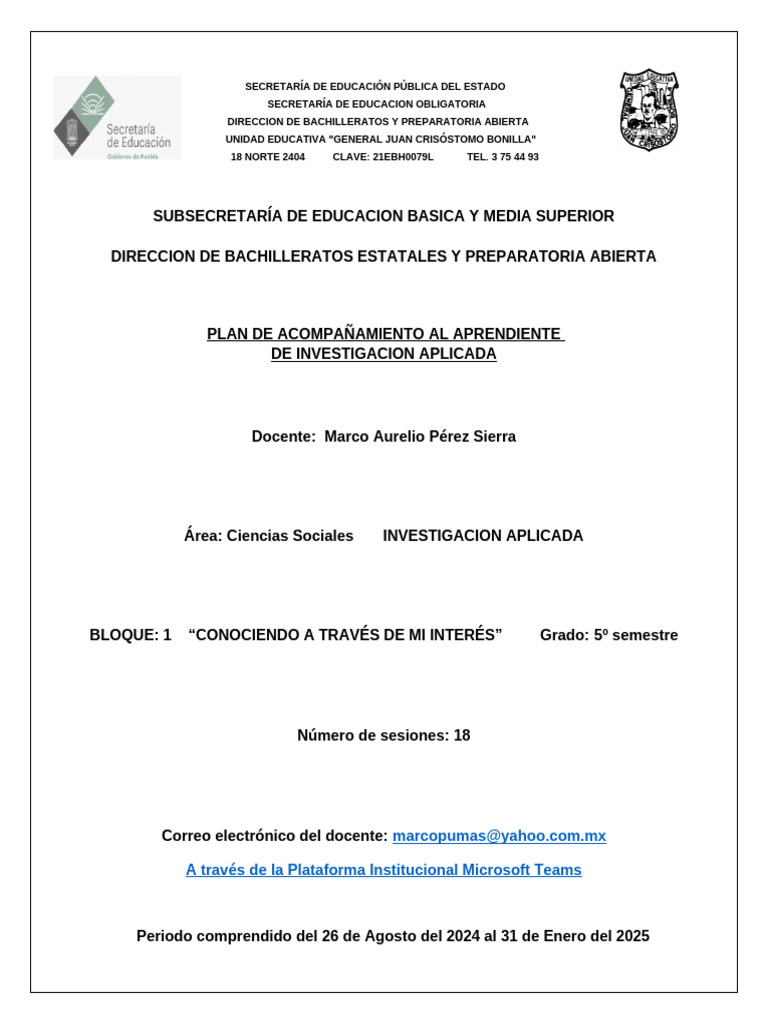 Plan de Acompañamiento Del Aprendiente Investigacion Aplicada-1 | PDF ...