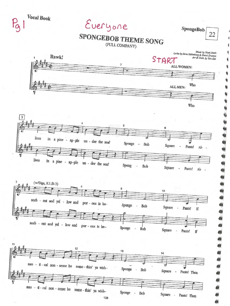 2022 Fall SPONGEBOB Callback Sheet Music v2 | PDF