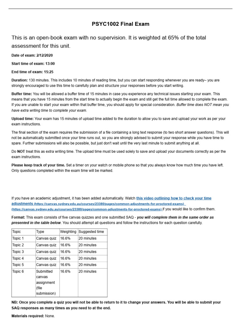 Final Exam For PSYC1002 PDF | PDF | Copyright | Computing