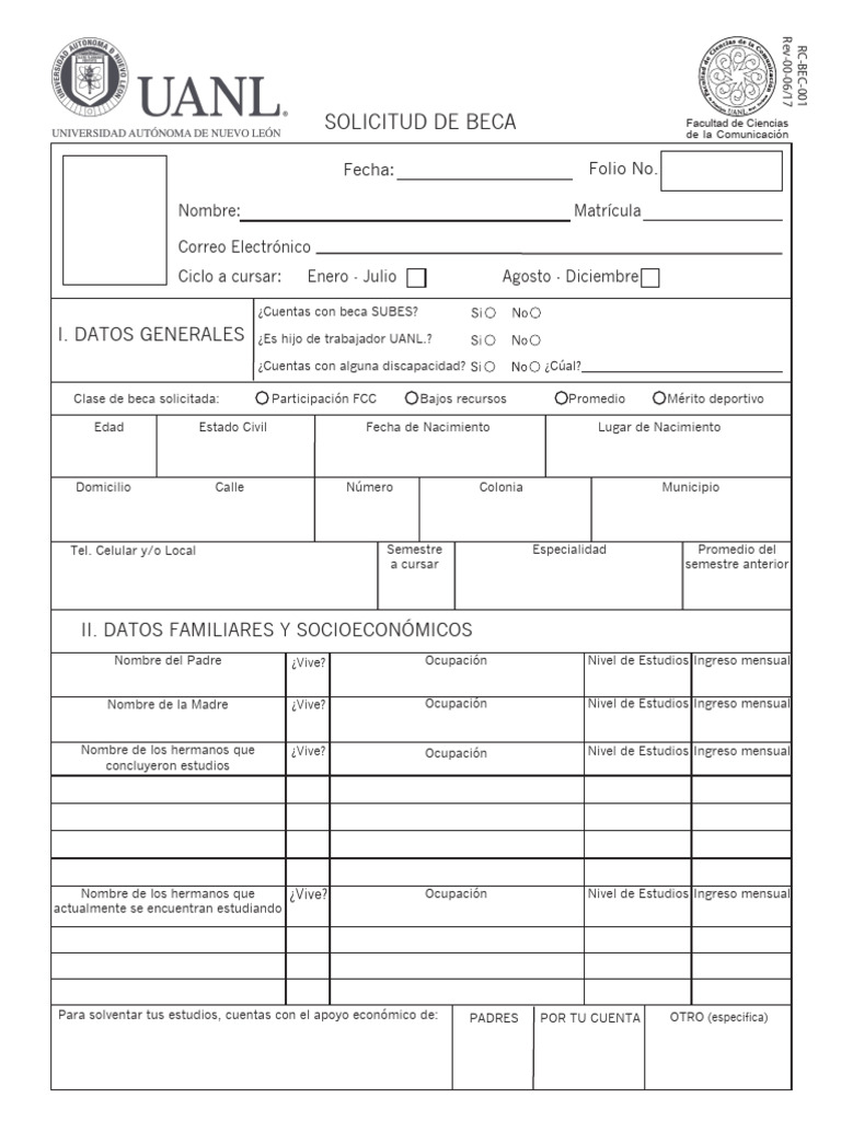 Formato Solicitud Becas Enero Junio2025 | PDF