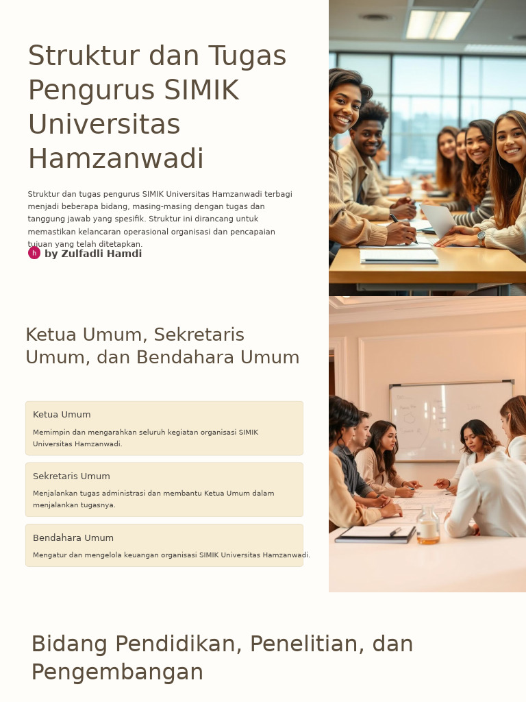 Struktur Dan Tugas Pengurus SIMIK Universitas Hamzanwadi | PDF