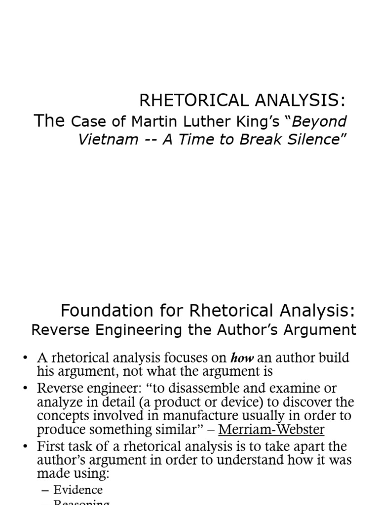 Rhetorical Analysis MLK Vietnam | PDF | Rhetoric | Argument