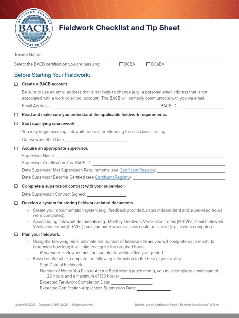 Fieldwork Checklist and Tip Sheet 230210 A | PDF | Computing