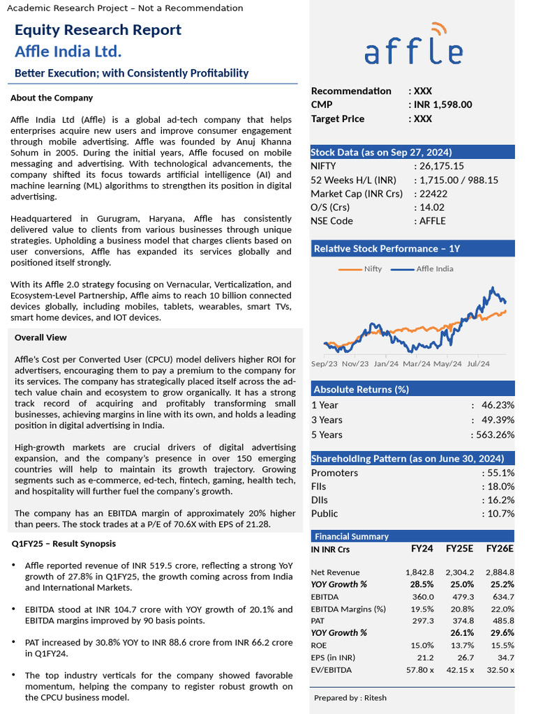 Affle Equity Research Report | PDF | Advertising | Economies