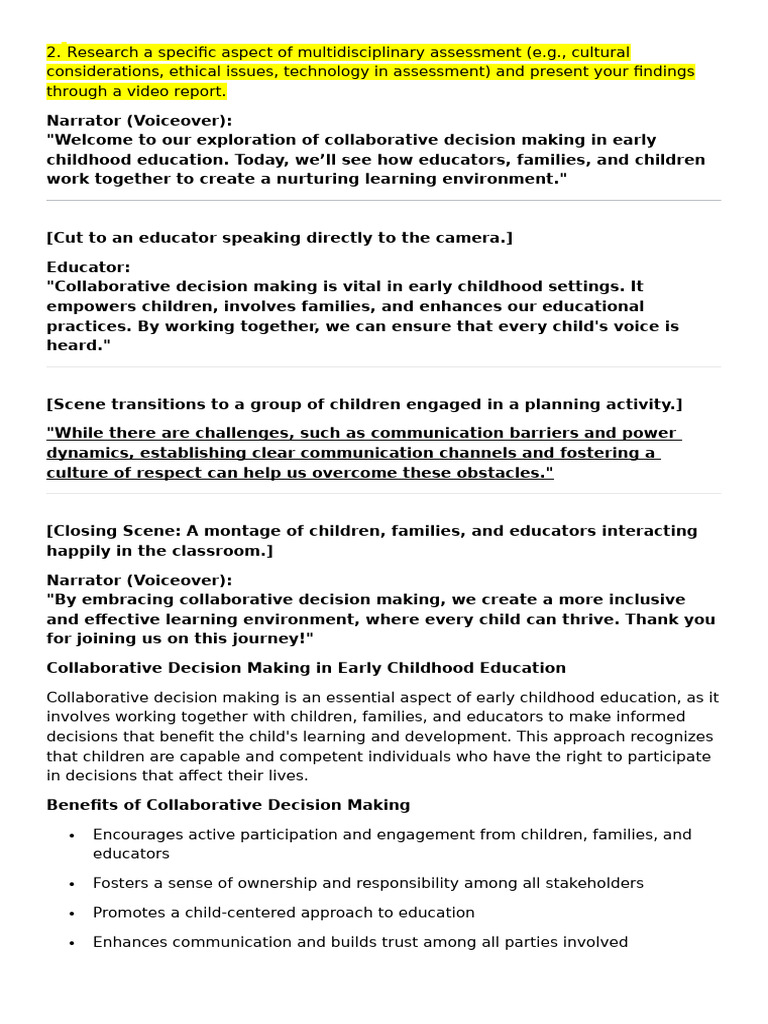 Collaborative Decision Making in Education | PDF | Early Childhood ...