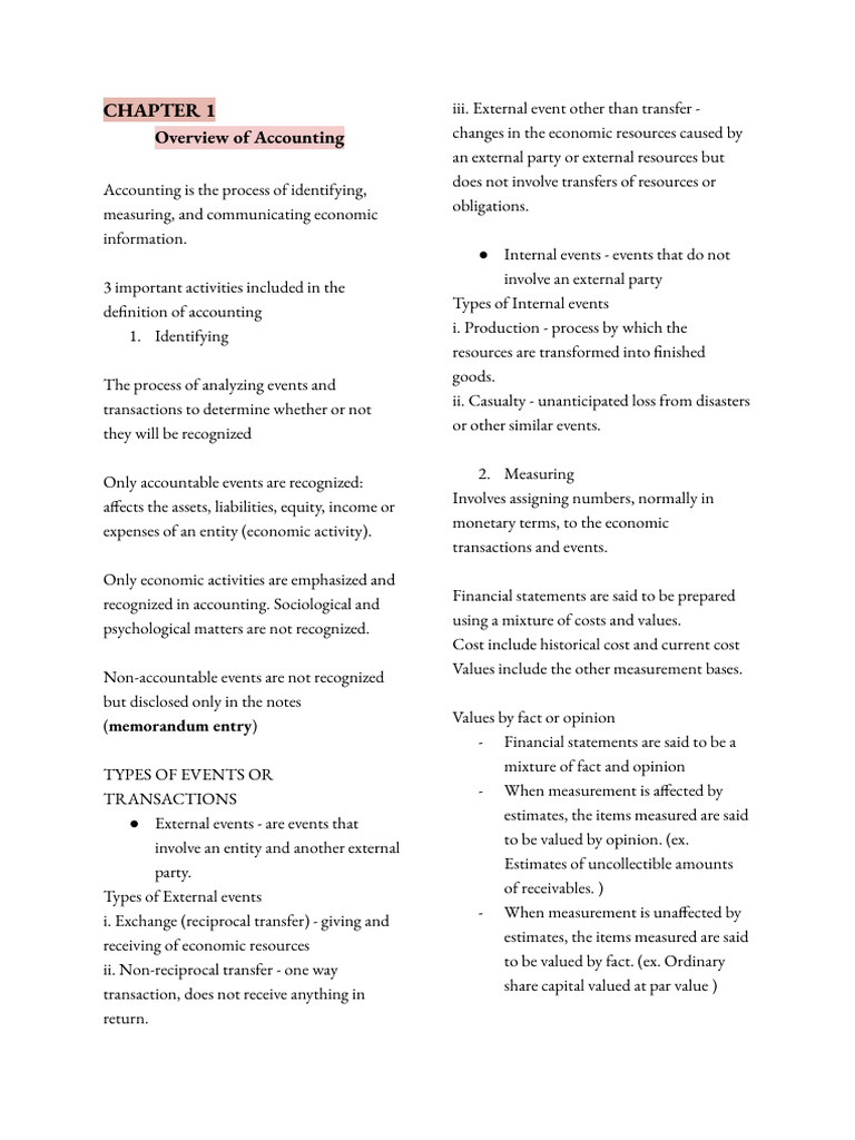Chapter 1 Overview of Accounting | PDF | Information | Economics
